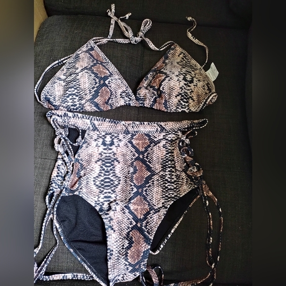 Swim | Brand New Snake Skin Print String Bikini Small | Poshmark